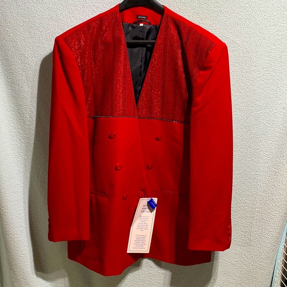 Pronti | Suits & Blazers | New Red Metallic And Rhinestone Jacket From ...